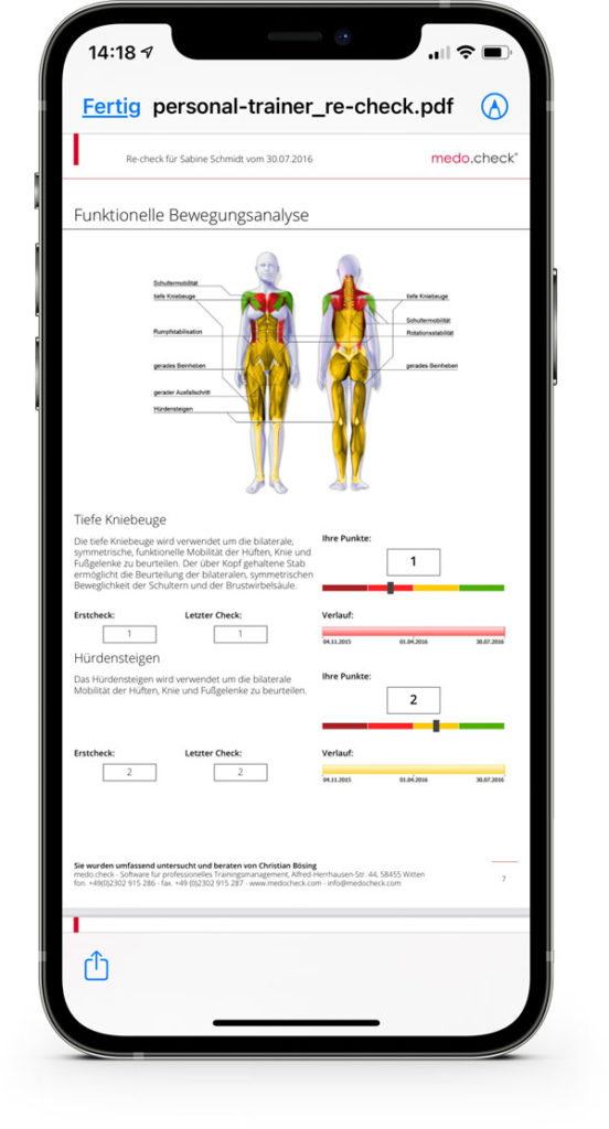 Sichtbefund im Anamnese und CheckUp-Teil der medo.check Software - medo.check