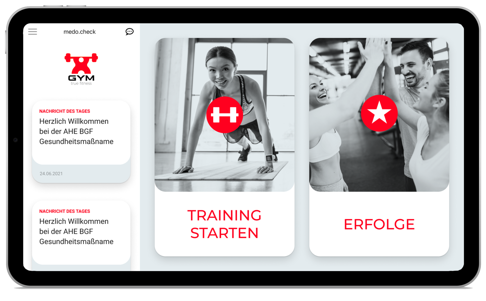 medo.coach als Trainingsstation - medo.check