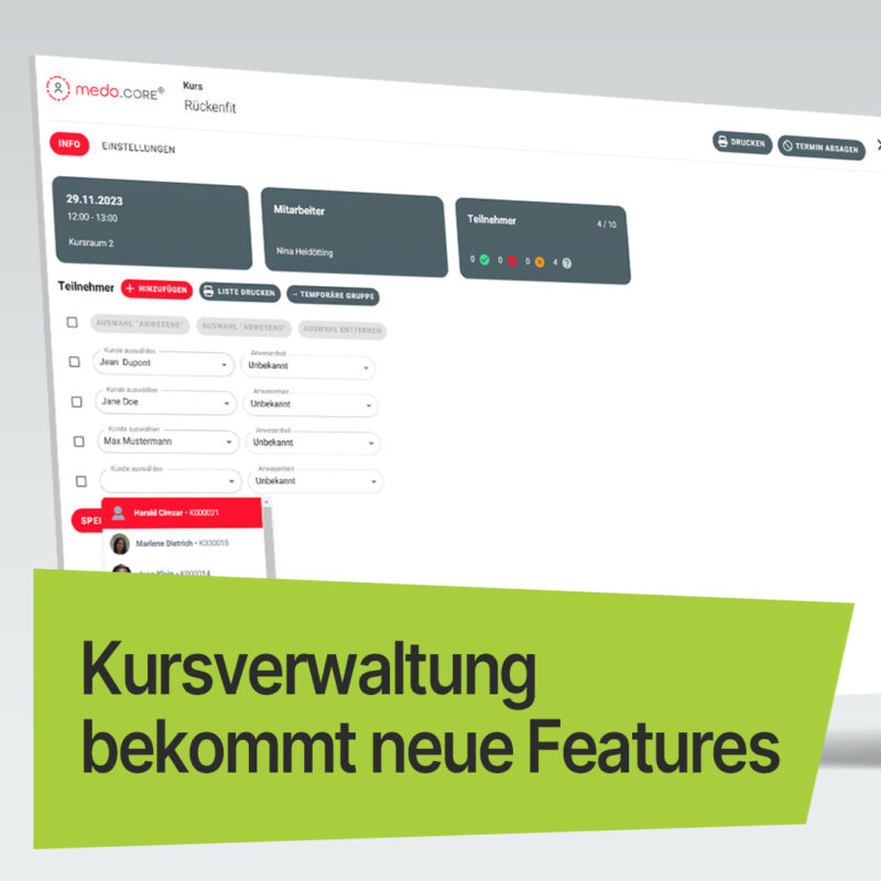 Update Kursverwaltung | medo.check